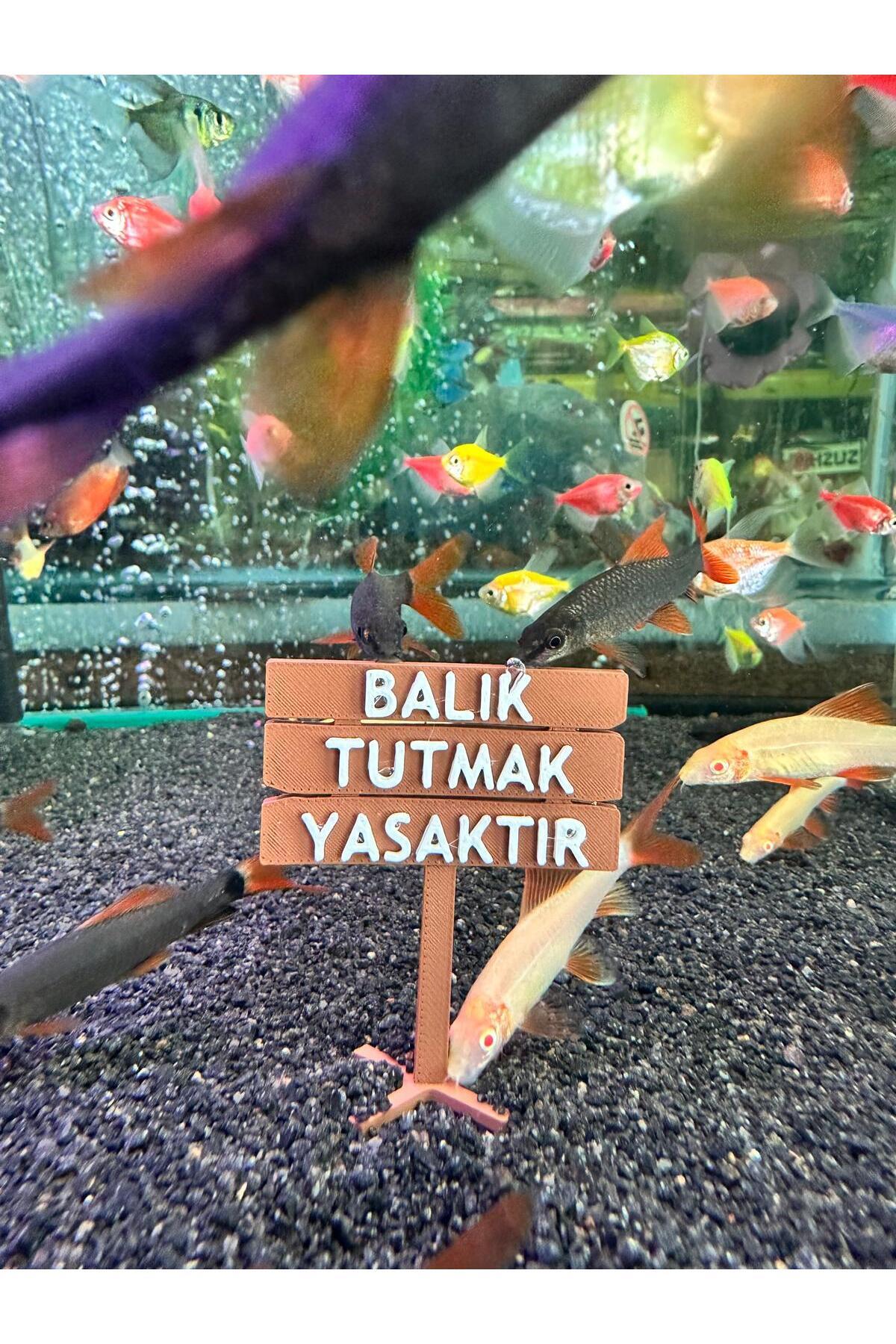 Akvaryum Tabela Dekoru – “Balık Tutmak Yasaktır” – 6×5 cm Suya Batan ...